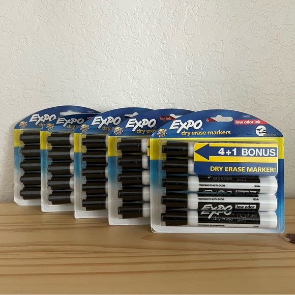 EXPO | Office | 23 Expo Dry Erase Black Markers Set If 5 Total Of 25 ...